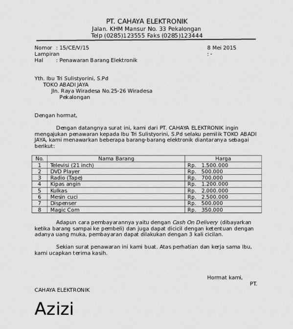 16 Contoh Surat Permintaan Penawaran Barang Harga Dll Contoh Surat