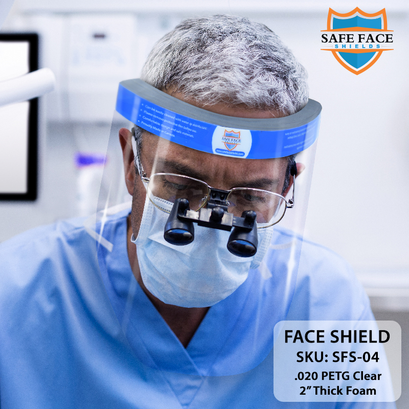 Dental Face Shield Sfs 04 Clear Petg 020 Foam 2 Thick I Safe