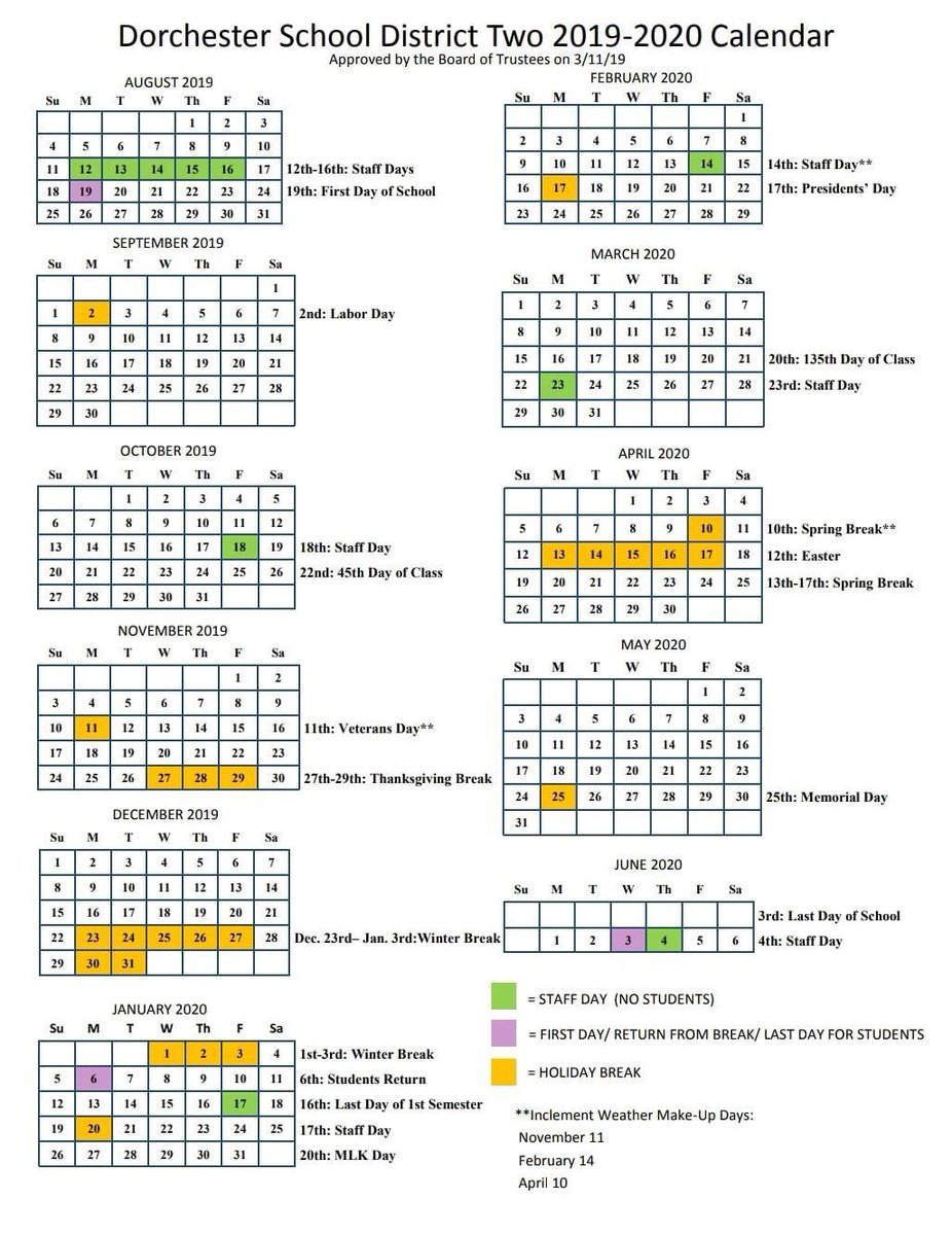 Dorchester District 2 School Calendar 2024