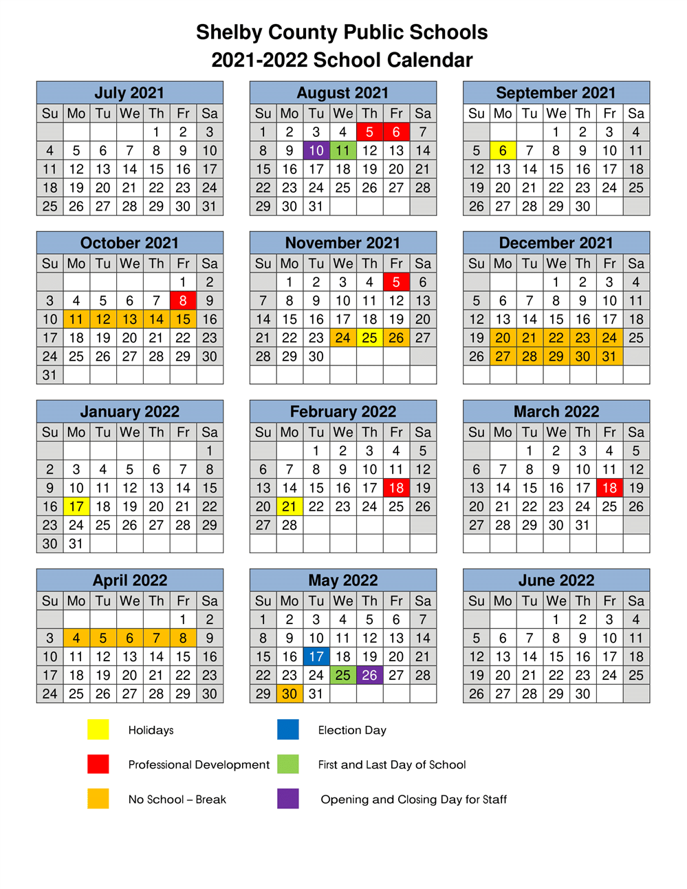 Shelby County Calendar Customize And Print