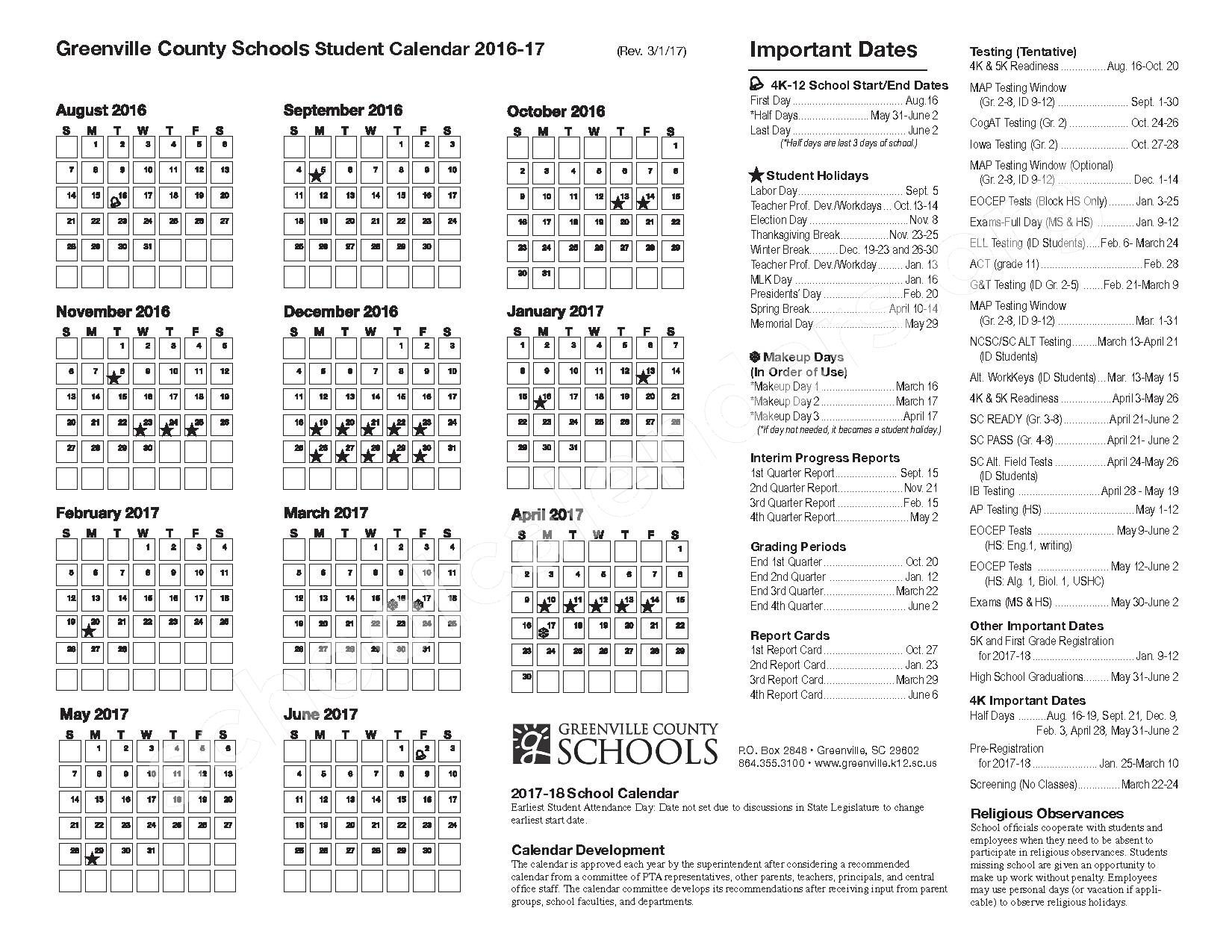 Calendar Greenville County Schools 2024