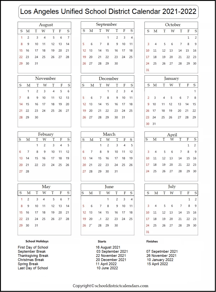 La School District Calendar 2024