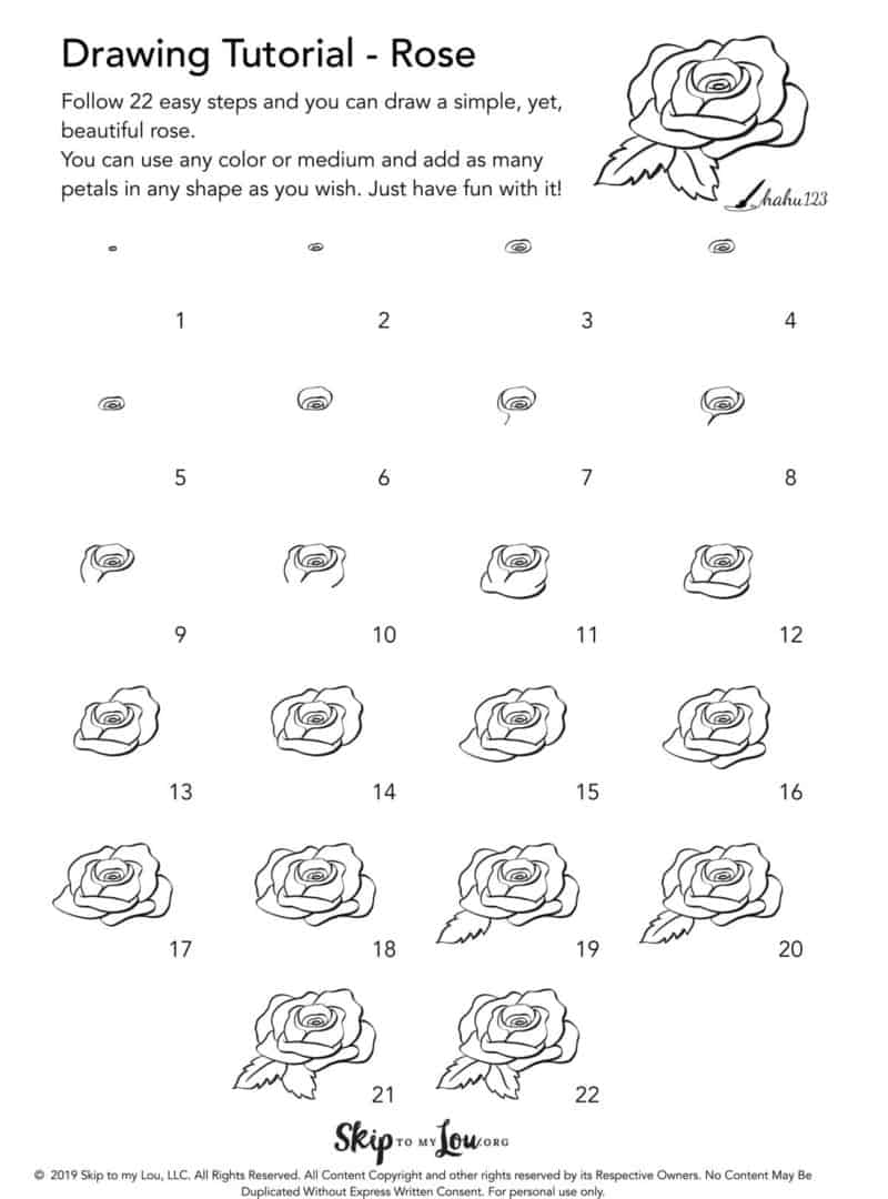 How To Draw A Rose Step By Step Skip To My Lou