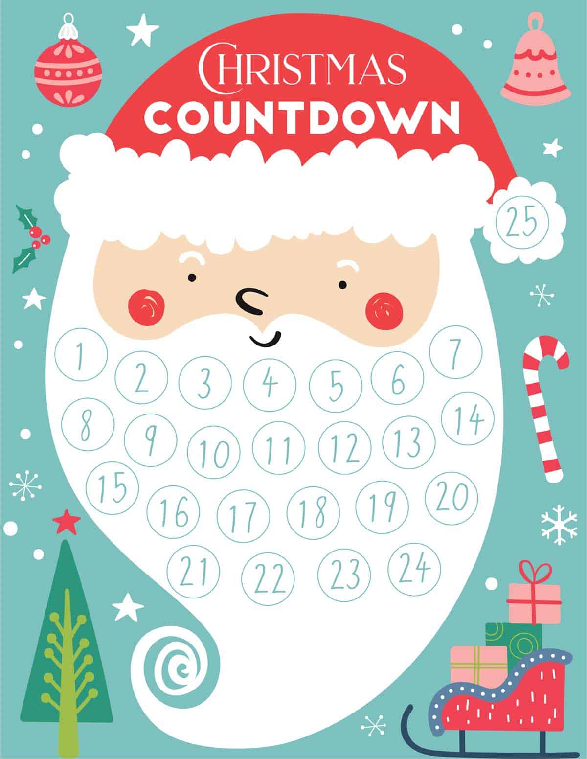 Santa Beard Countdown Printable Printable Templates Free