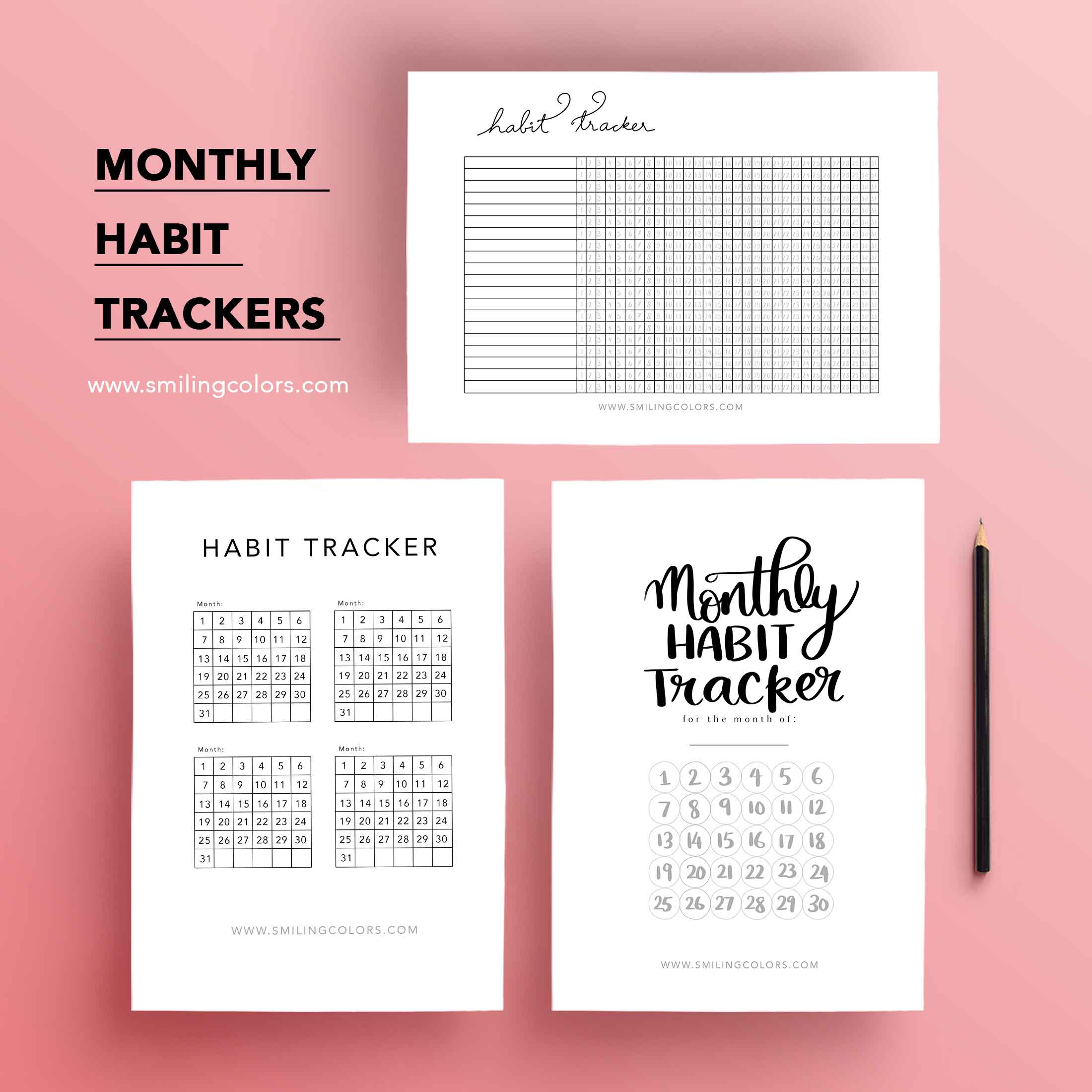 3 Free Habit Tracker Printables To See Your Progress Smiling Colors