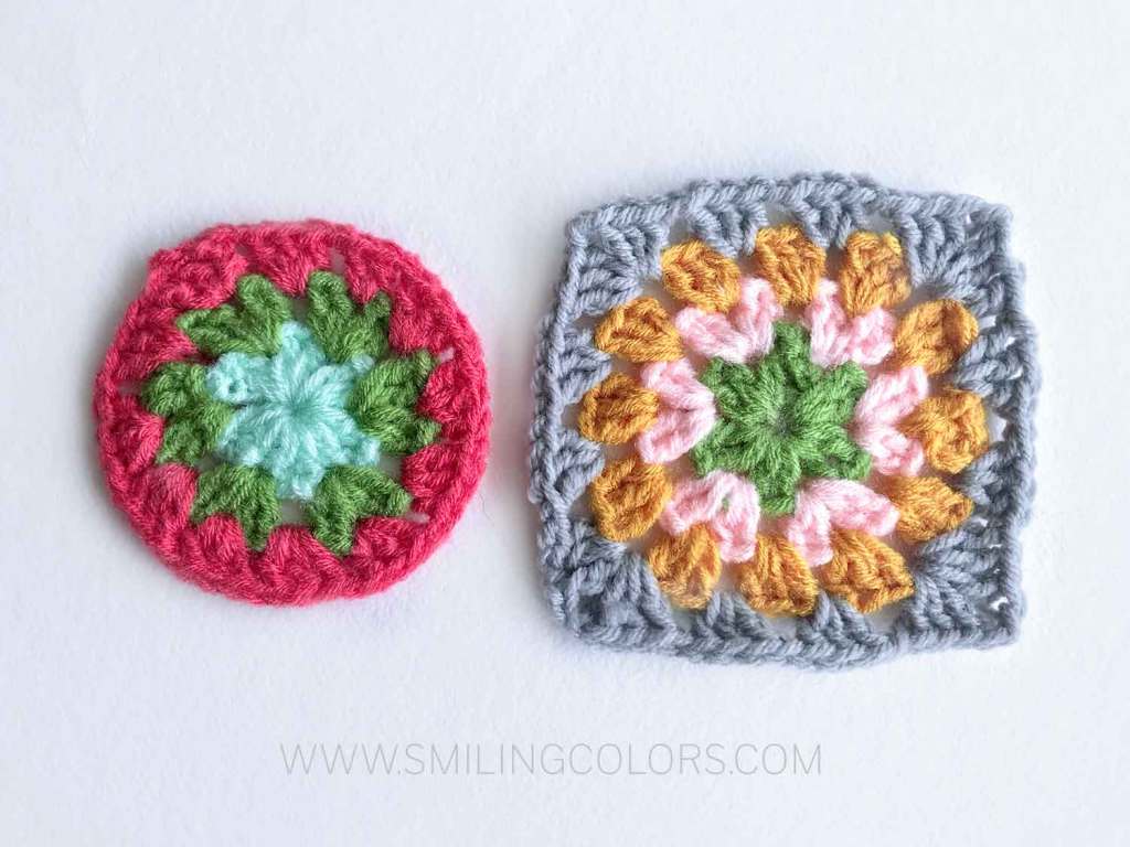Granny Square Circle Center Pattern With Easy Step By Step Smiling Colors