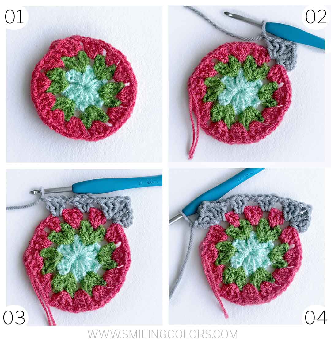 Granny Square Circle Center Pattern With Easy Step By Step Smiling Colors