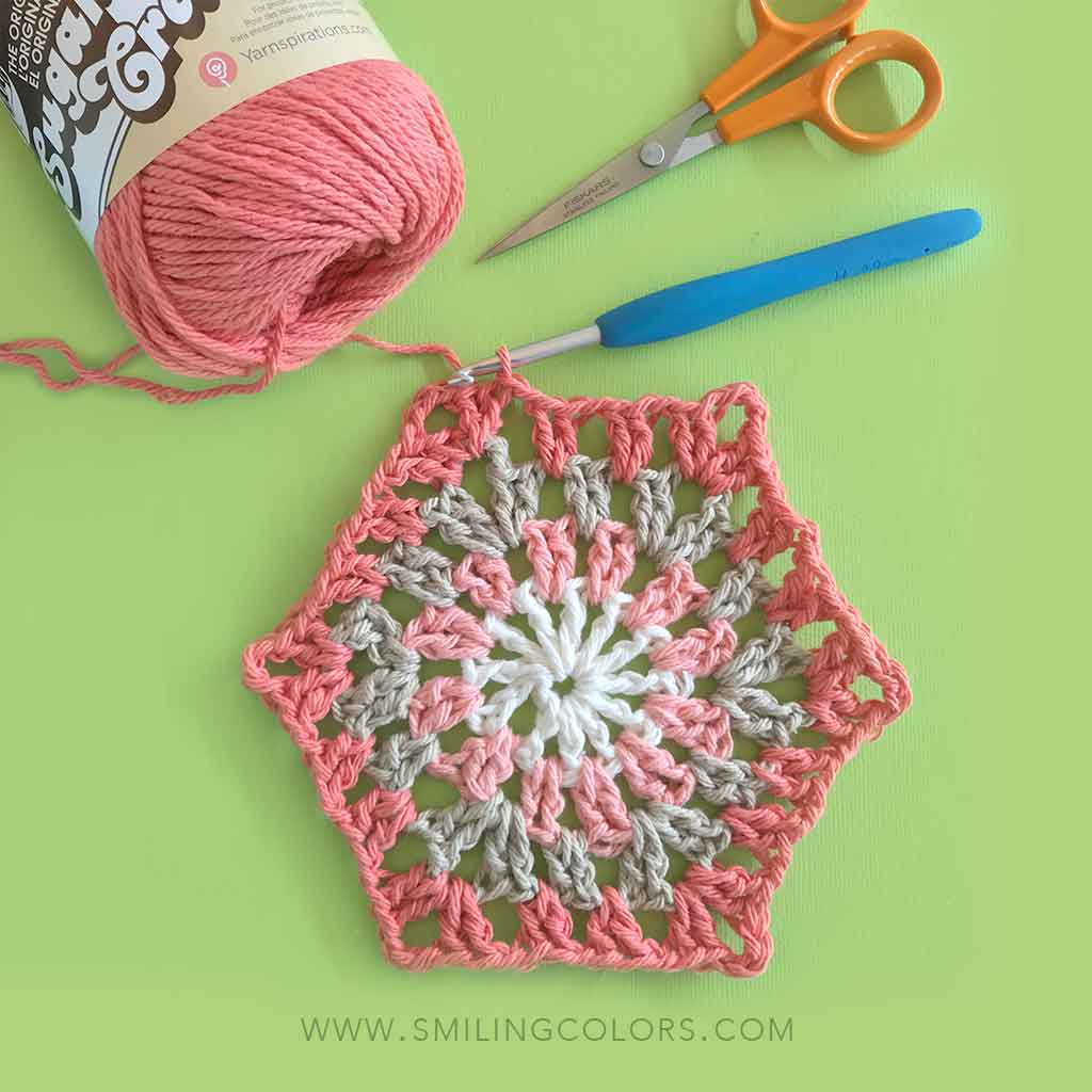 Crochet Hexagon Create A 6 Cornered Block Smiling Colors