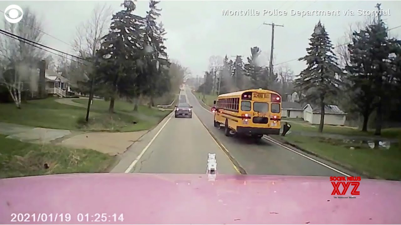 Dramatic Footage Shows Truck Narrowly Miss School Bus As Brakes Fail