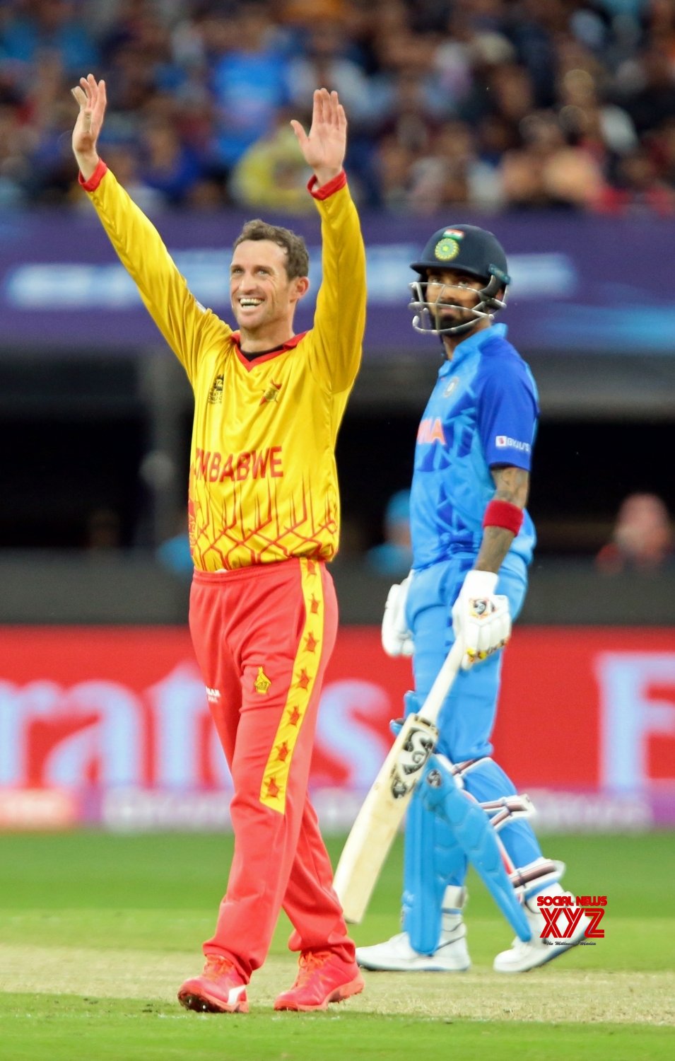 Melbourne Zimbabwes Sean Williams Celebrate The Wicket Of Indias