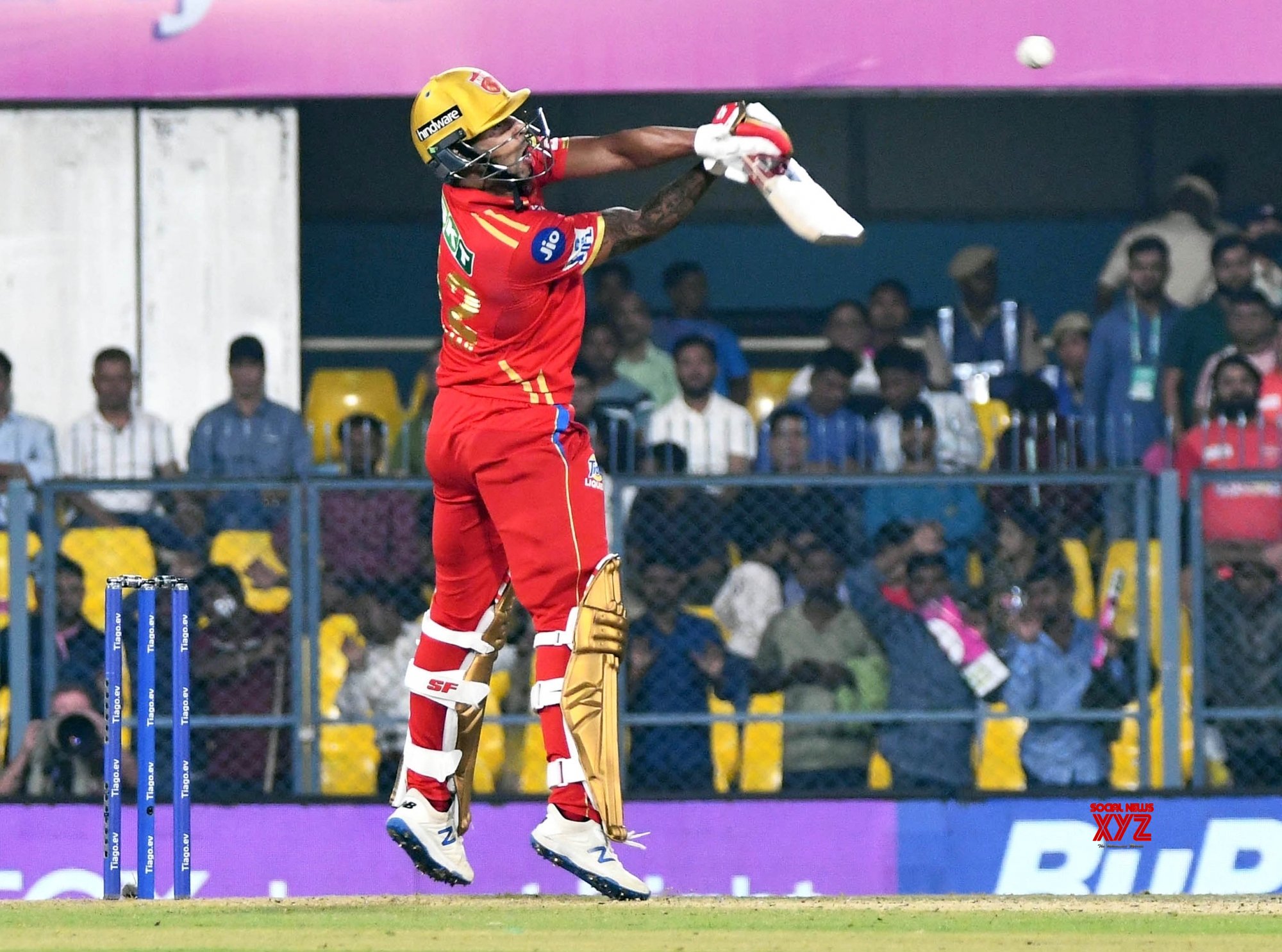 Guwahati Pbks Captain Shikhar Dhawan Plays A Shot During The Ipl 2023