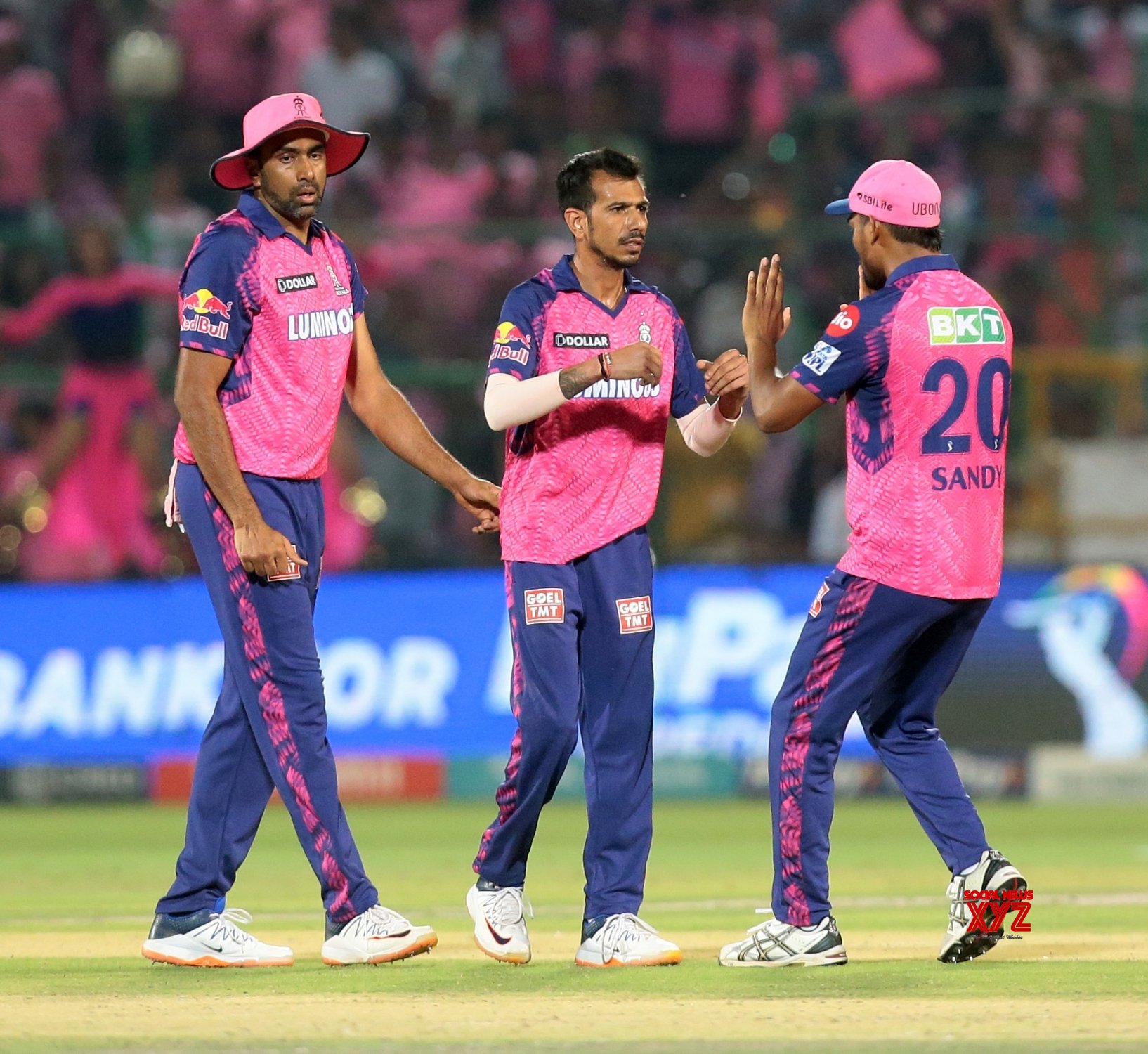 Jaipur Rr Bowler Yuzvendra Chahal With Teammates Celebrate The