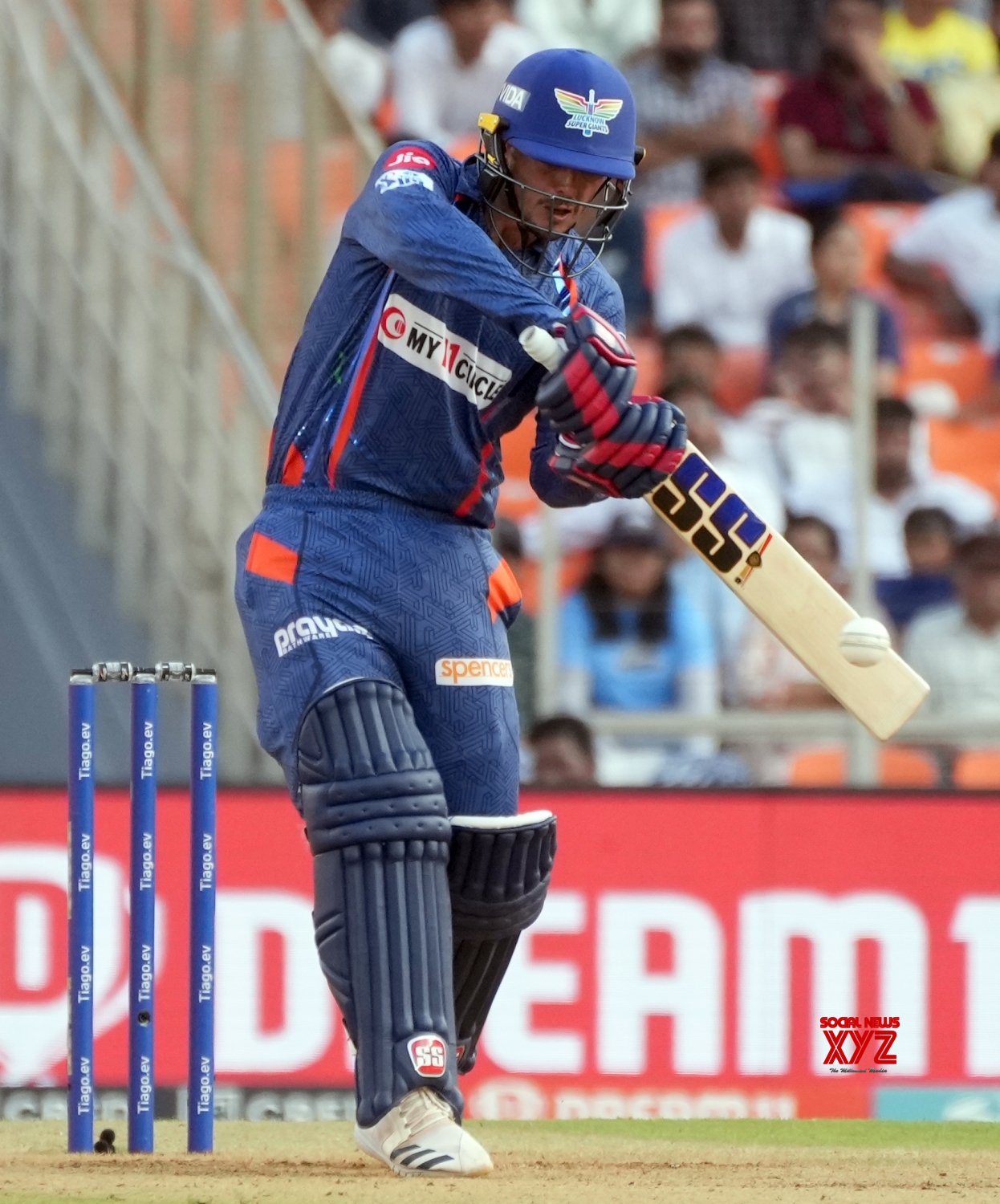 Ahmedabad Lsgs Batsman Quinton De Kock Plays A Shot During The Ipl