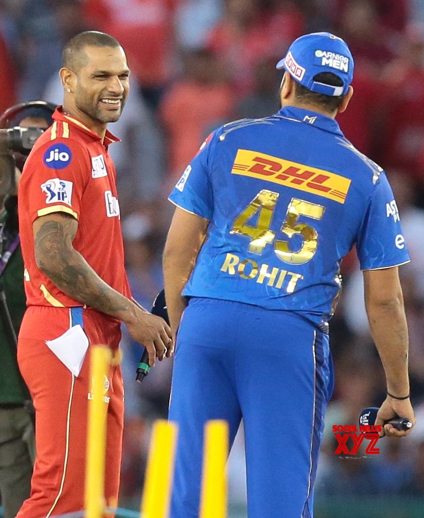 Mohali Mi Captain Rohit Sharma With Pbks Captain Shikhar Dhawan