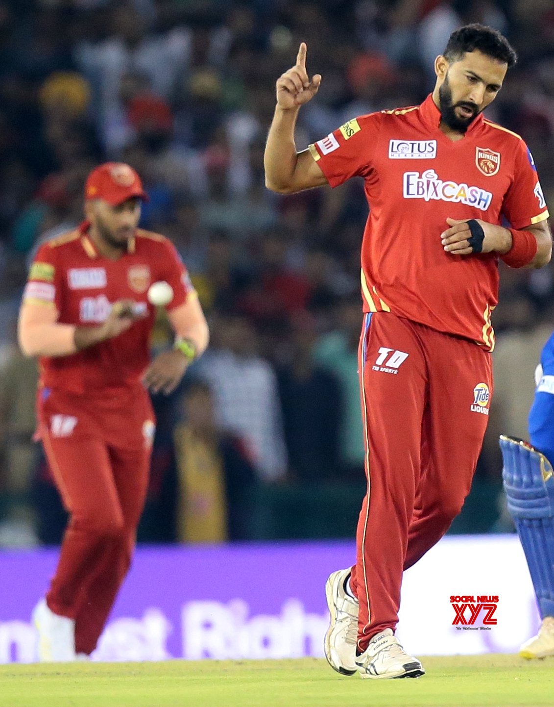 Mohali Pbks Bowler Rishi Dhawan Celebrates The Dismissal Of Mis