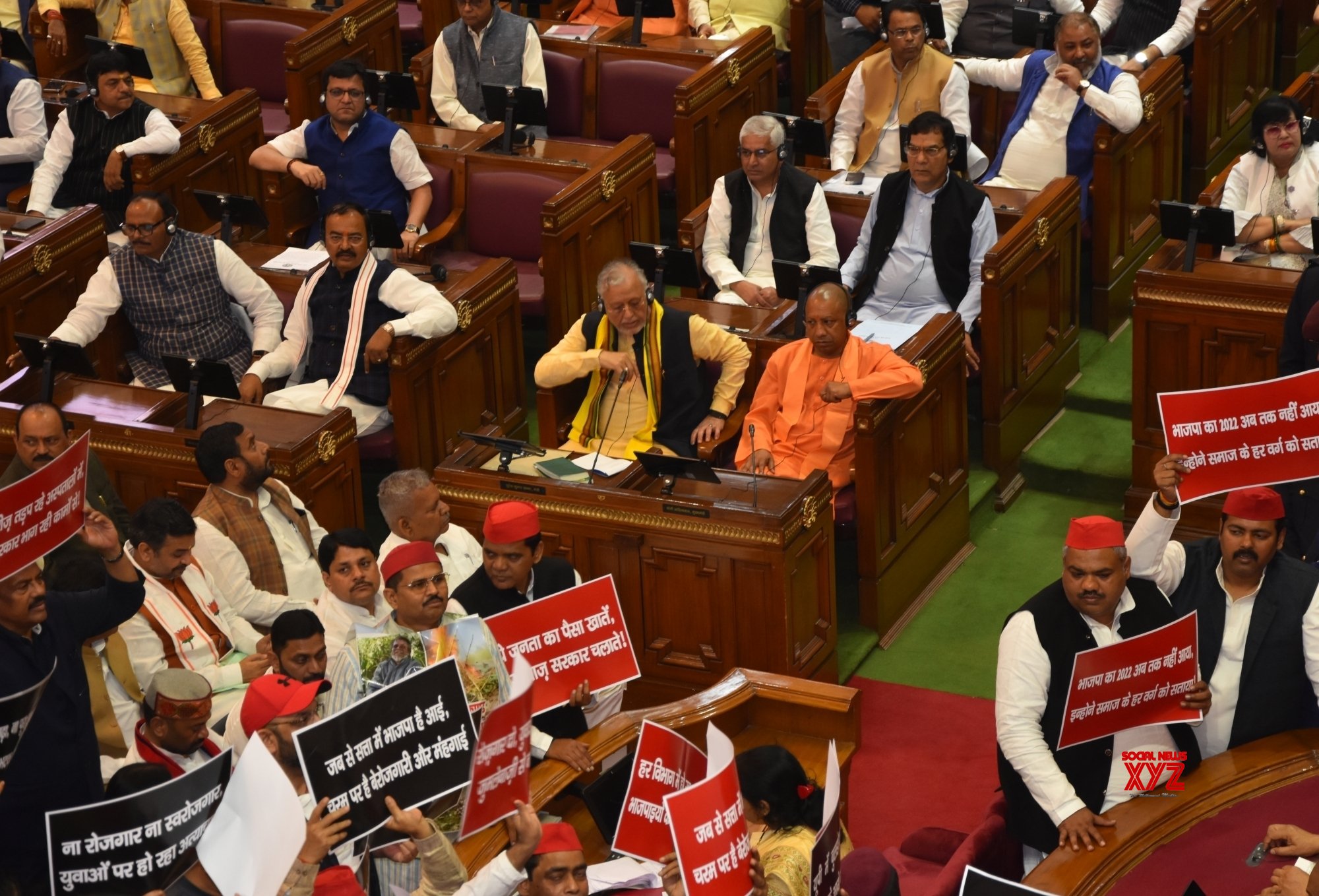 Lucknow Uttar Pradesh Cm Yogi Adityanath Looks On As Samajwadi Party