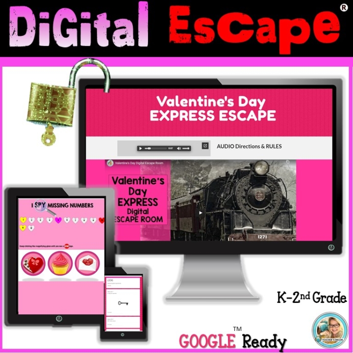 Valentines Day Digital Escape™ Room Teachers Brain