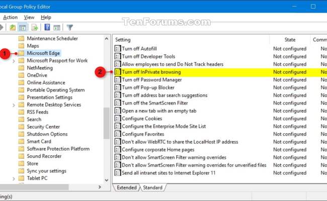 Enable Disable Inprivate Browsing In Microsoft Edge In Windows 10