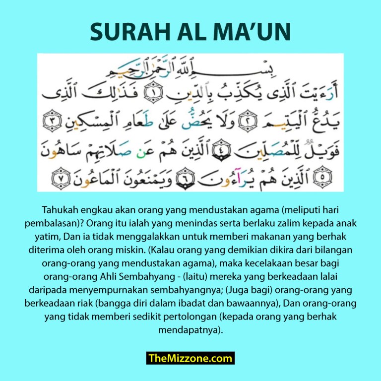 Surah Al Maun Rumi Terjemahan Dan Kelebihan The Mizzone