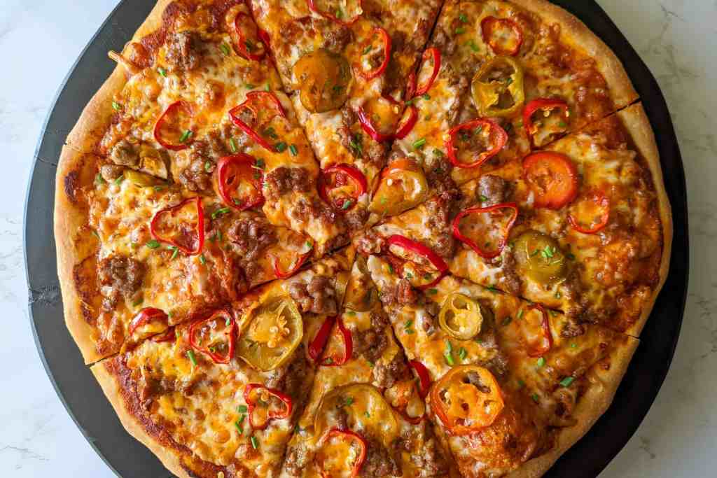 Pizza Of The Month Spicy Sausage And Pepper Pizza • The Candid Cooks