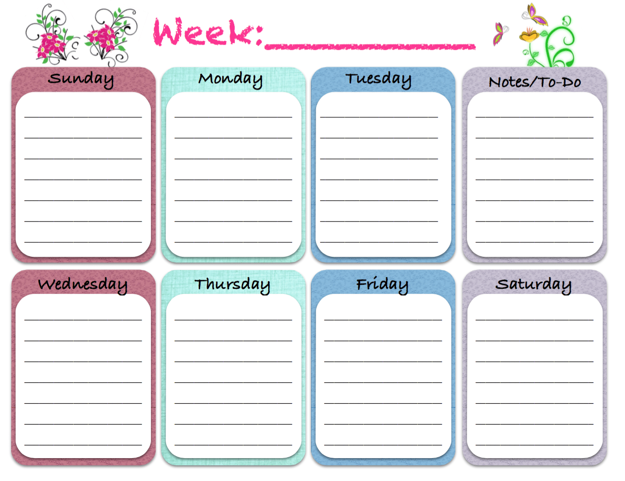 Printable Calendar Planner Template Weekly Calendars 2020 For Word 12