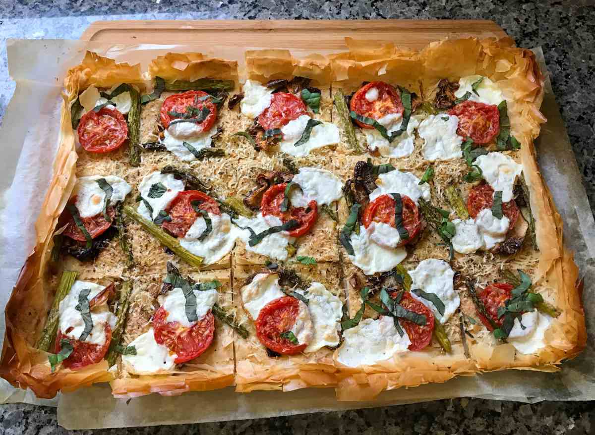 Roasted Vegetable Phyllo Dough Pizza