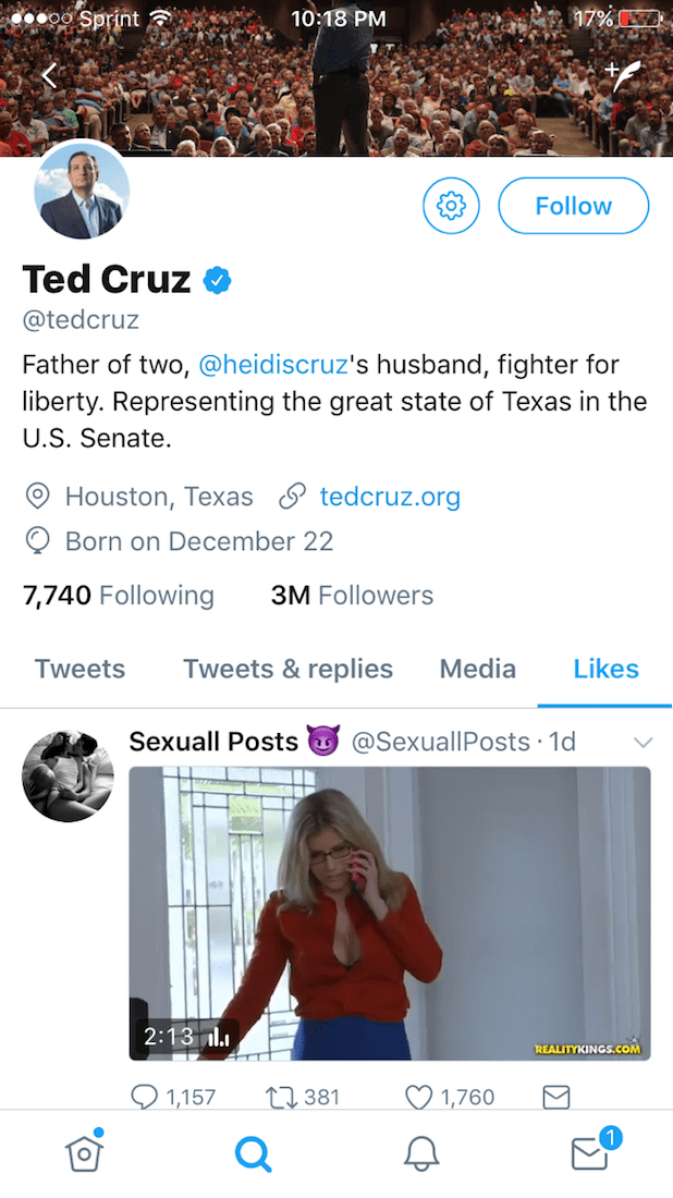 Ted Cruz Blames Porn Tweet On A Staffing Issue It Was A Mistake