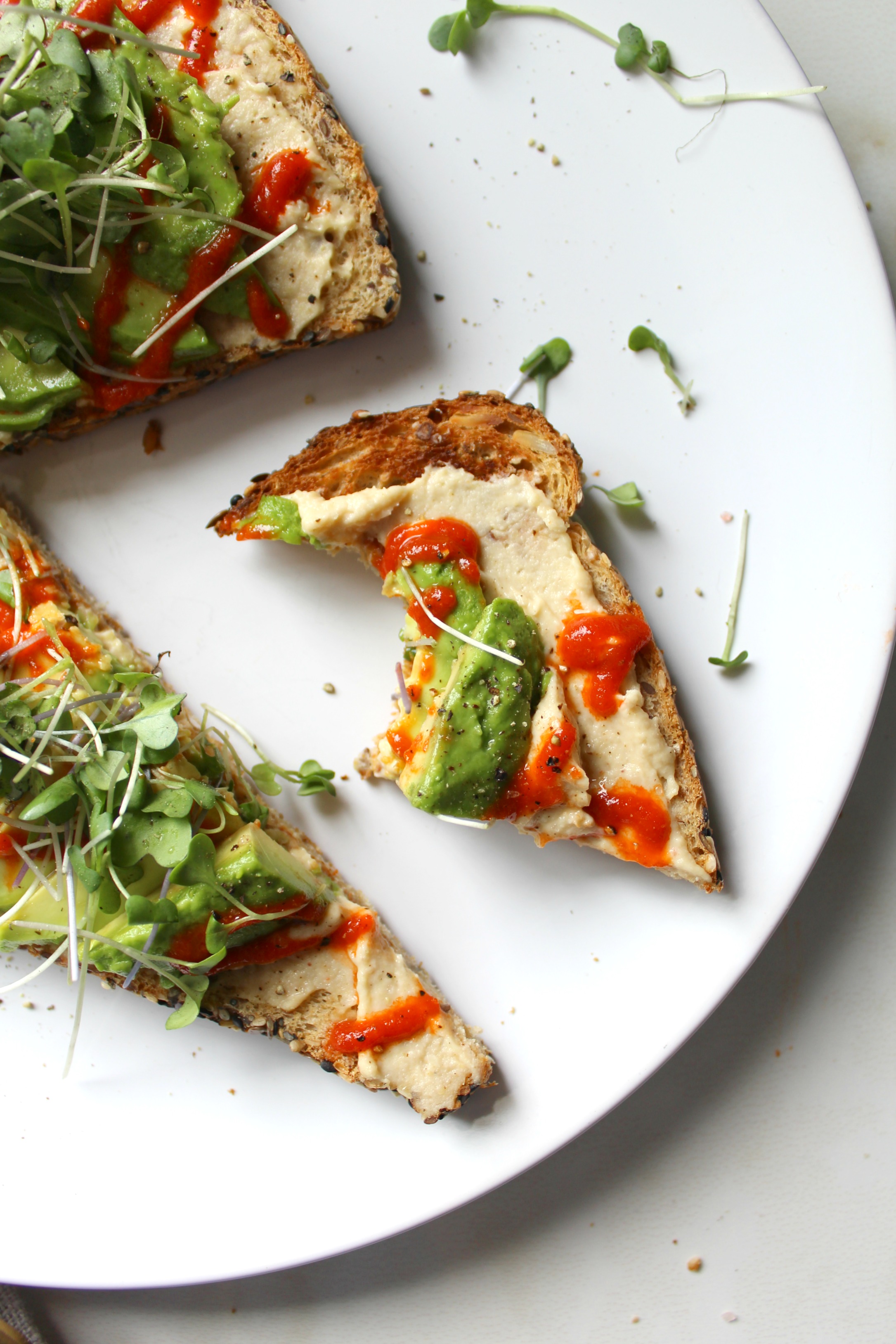 Avocado Hummus Toast With Microgreens This Savory Vegan