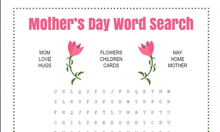 Mothers Day Word Search