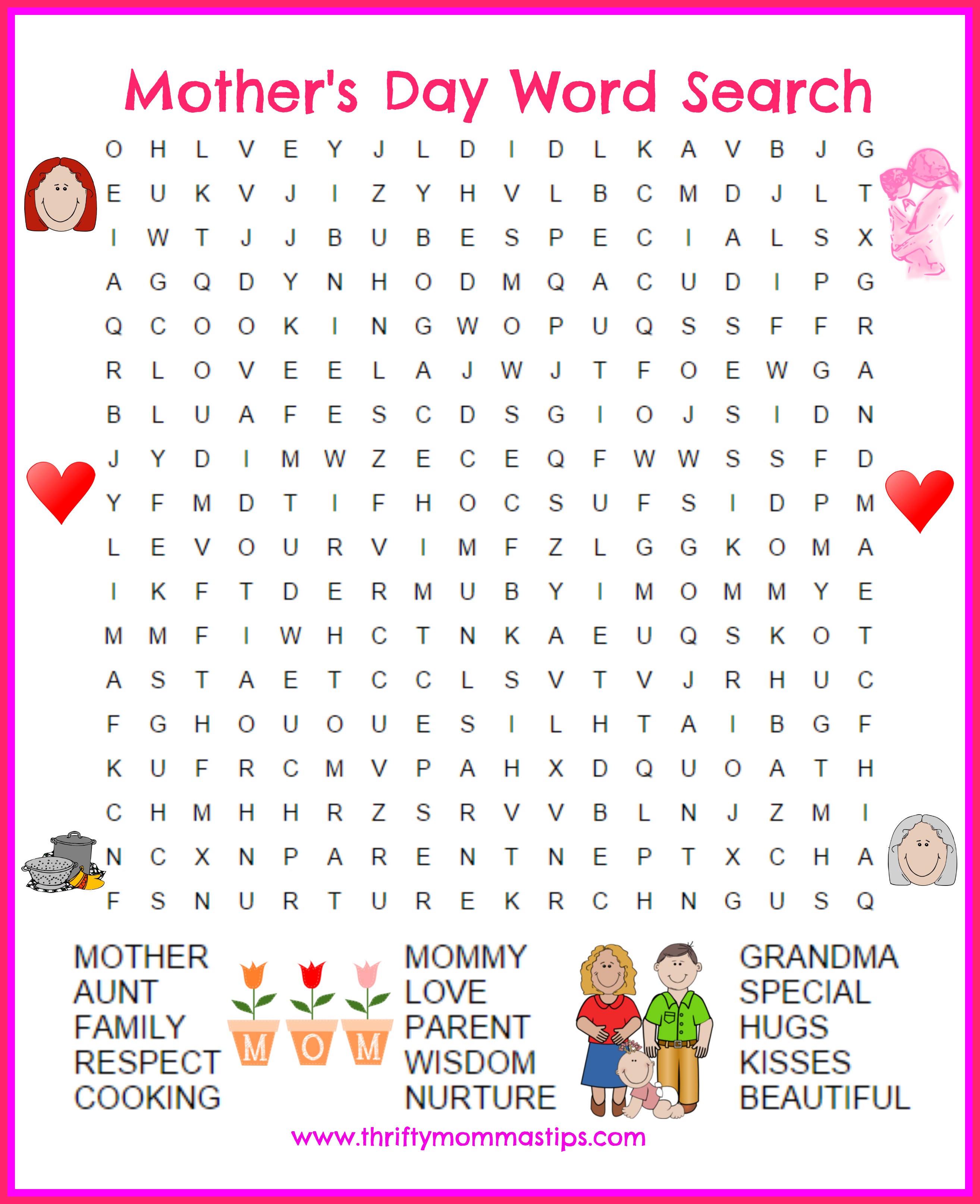 Mother Day Word Search Mother Kpq