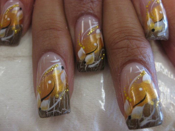 Golden Finger Nail Art Designs By Top Nails Clarksville Tn Top Nails