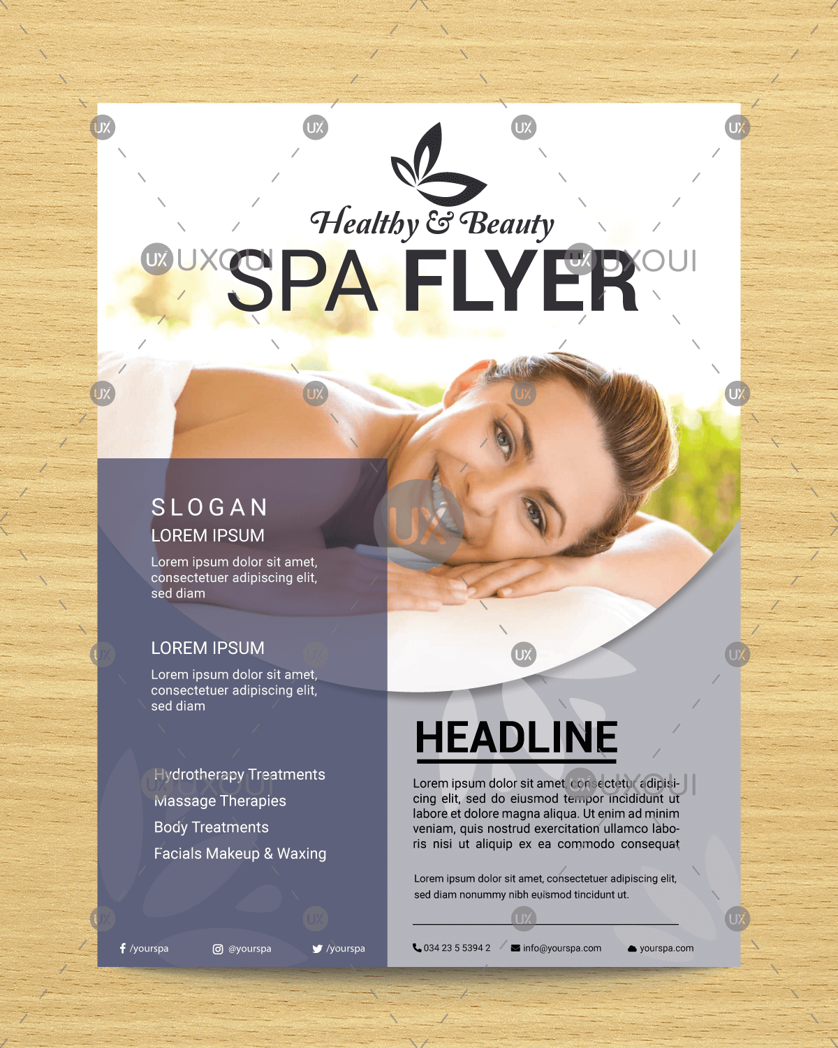 Modern Beauty Spa Flyer Template Design With Elegant Style Vector Uxoui