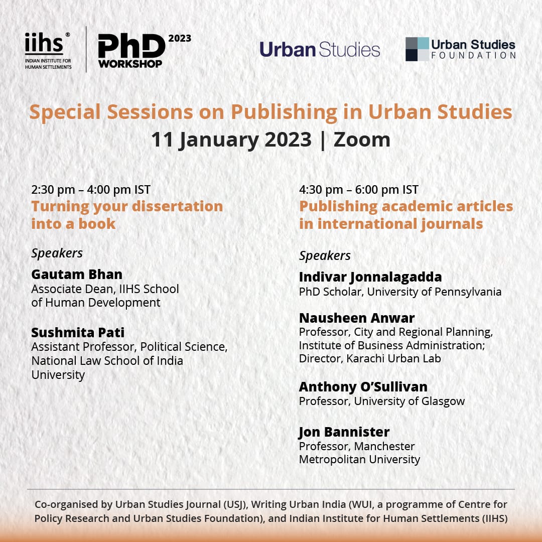 Special Sessions On Publishing In Urban Studies Urban Studies Foundation