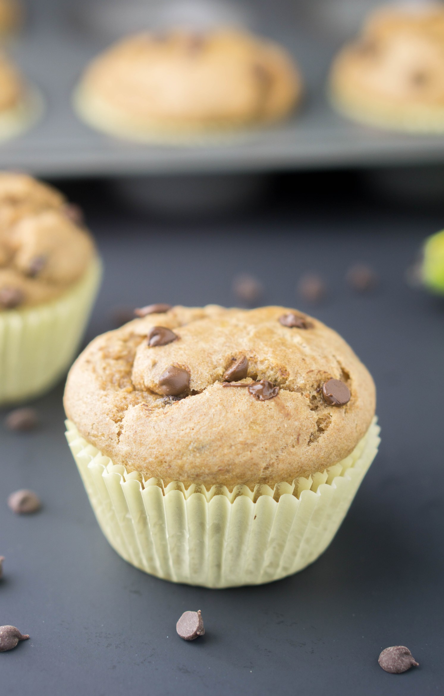 1 Bowl Peanut Butter Banana Chocolate Chip Muffins