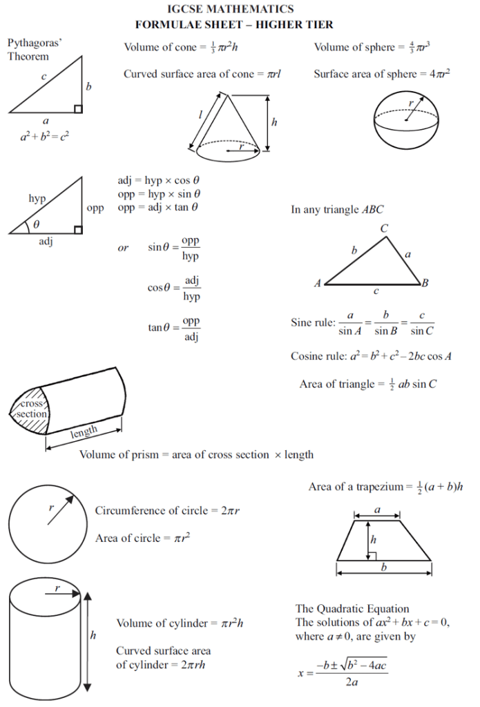 Formula Sheet Igcse Westies Workshop