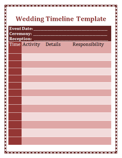 12 Wedding Timeline Templates Free Word Templates