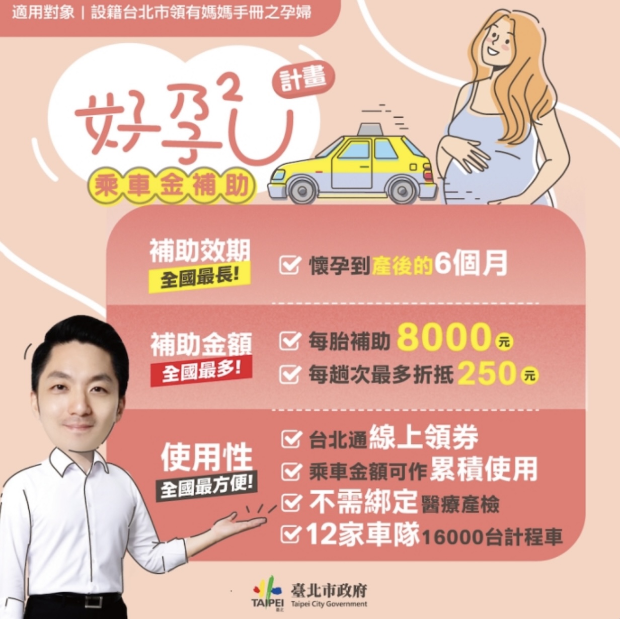 台北孕婦福利 臺北市好孕2u專車補助 計程車車資補助 玩轉芋圓旅遊手札