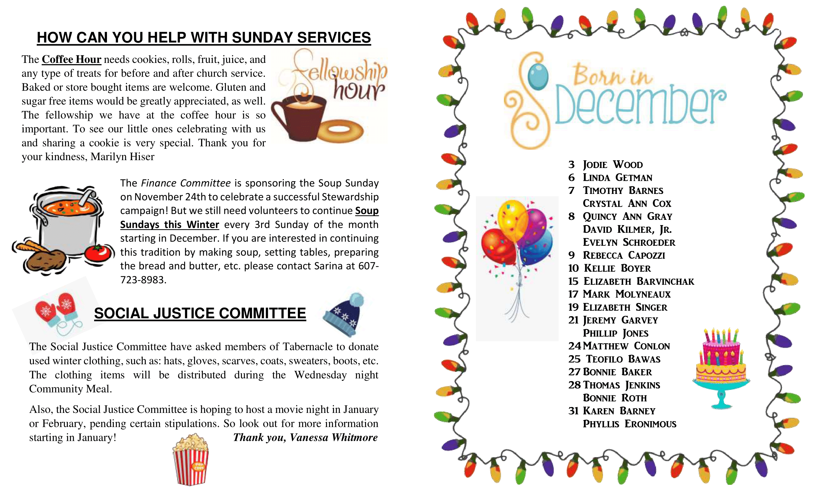 December 2019 Newsletter 6 Tabernacle United Methodist Church