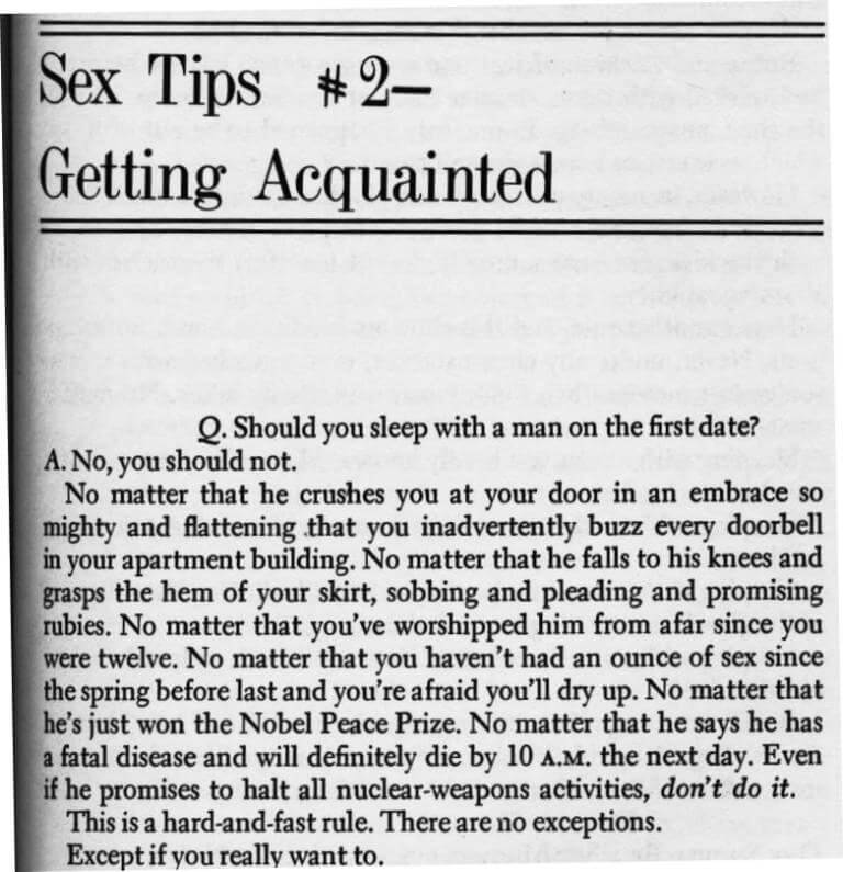 Remembering Cynthia Heimel And Sex Tips For Girls 1983 Talker Of