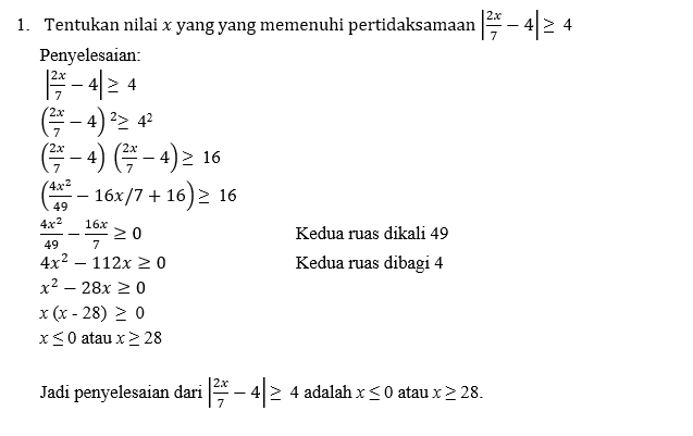 Nilai Mutlak Persamaan Dan Pertidaksamaan Nilai Mutlak