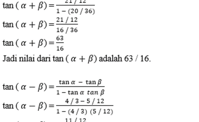 Contoh Soal Dan Pembahasan Jumlah Dan Selisih Sinus Dan Cosinus Buku