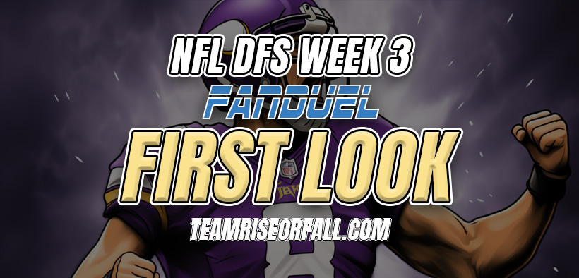 Nfl Dfs Fanduel Week 3 First Look Lineup Dfs Lineup Strategy Dfs