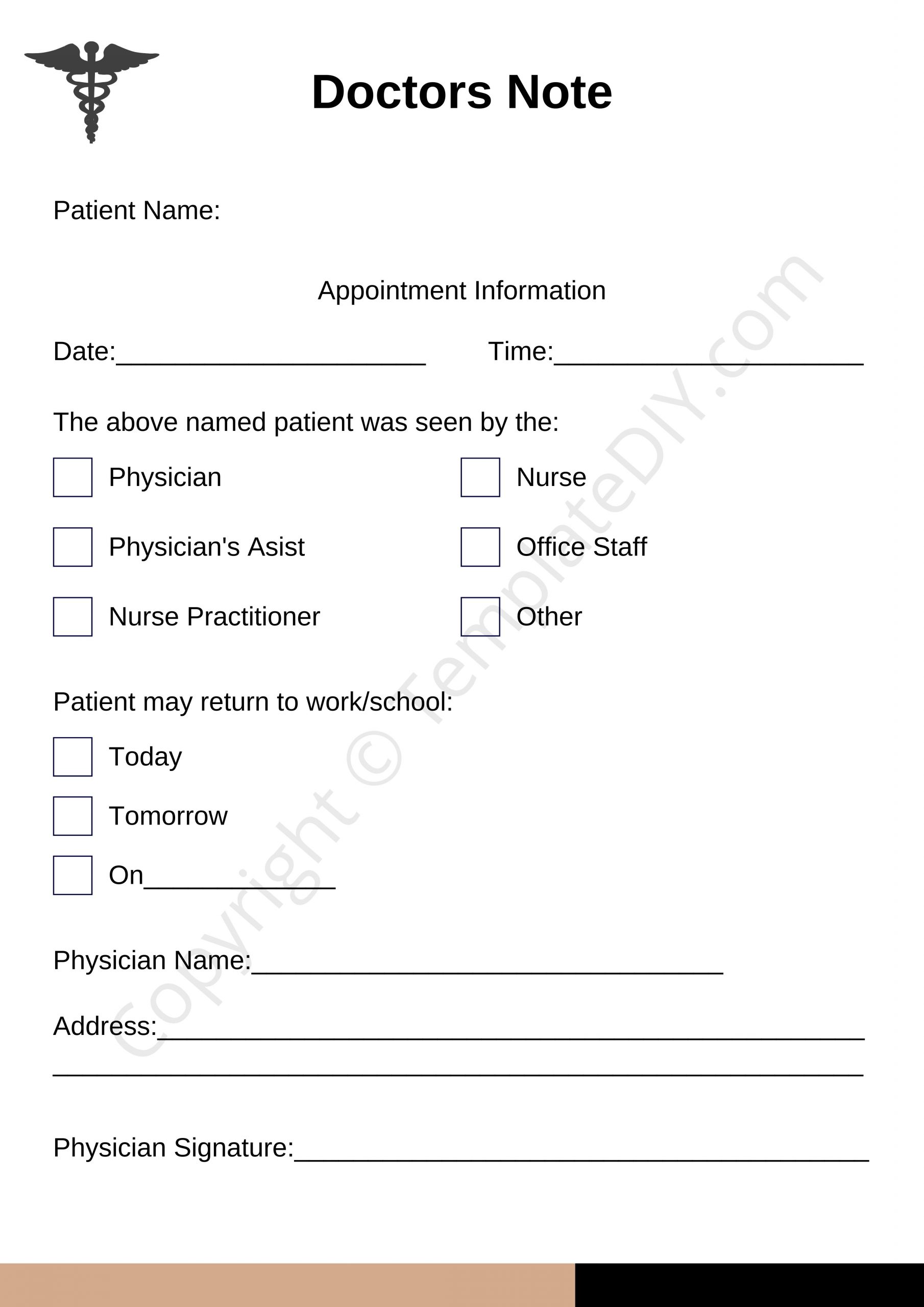 Doctors Note Printable Template In Pdf Word Editable