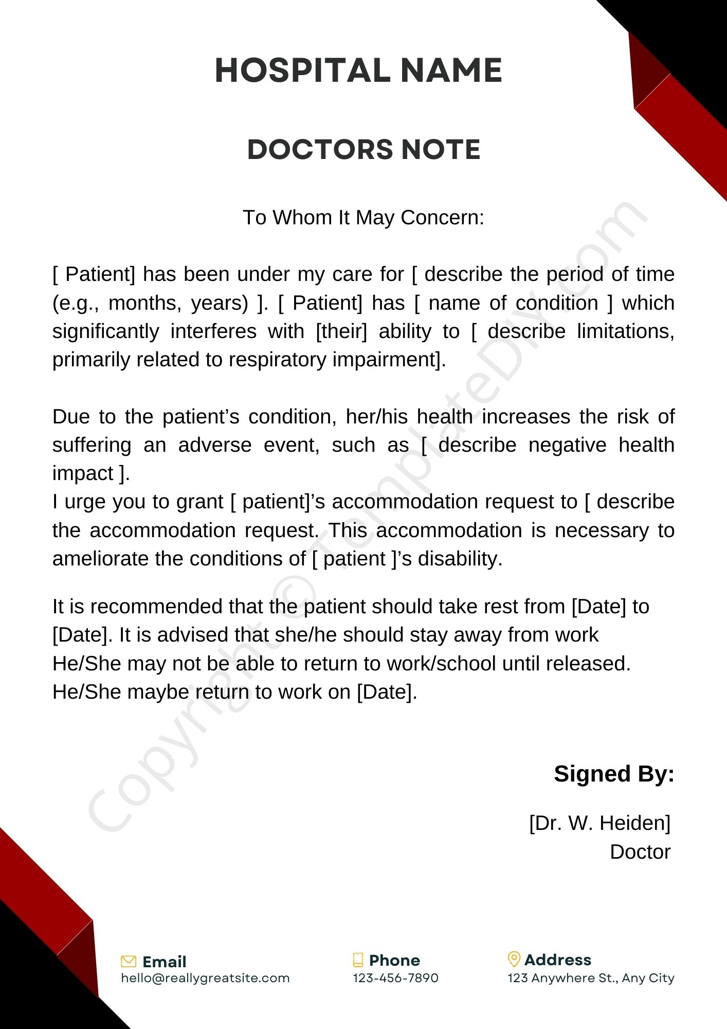 Doctors Note For Work Absence Template Printable In Pdf And Word
