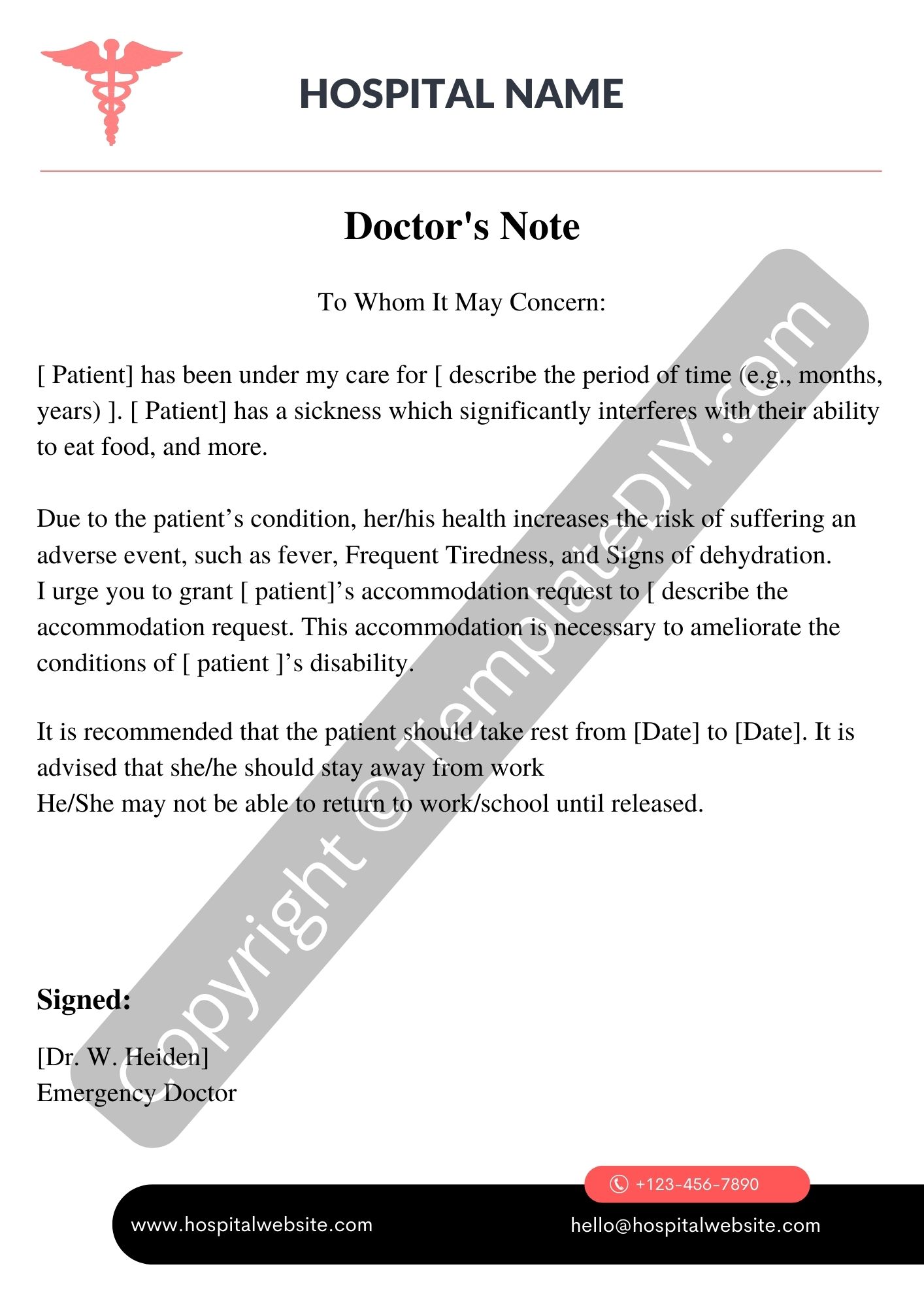 Doctors Sick Note Template Printable Pdf Word Editable