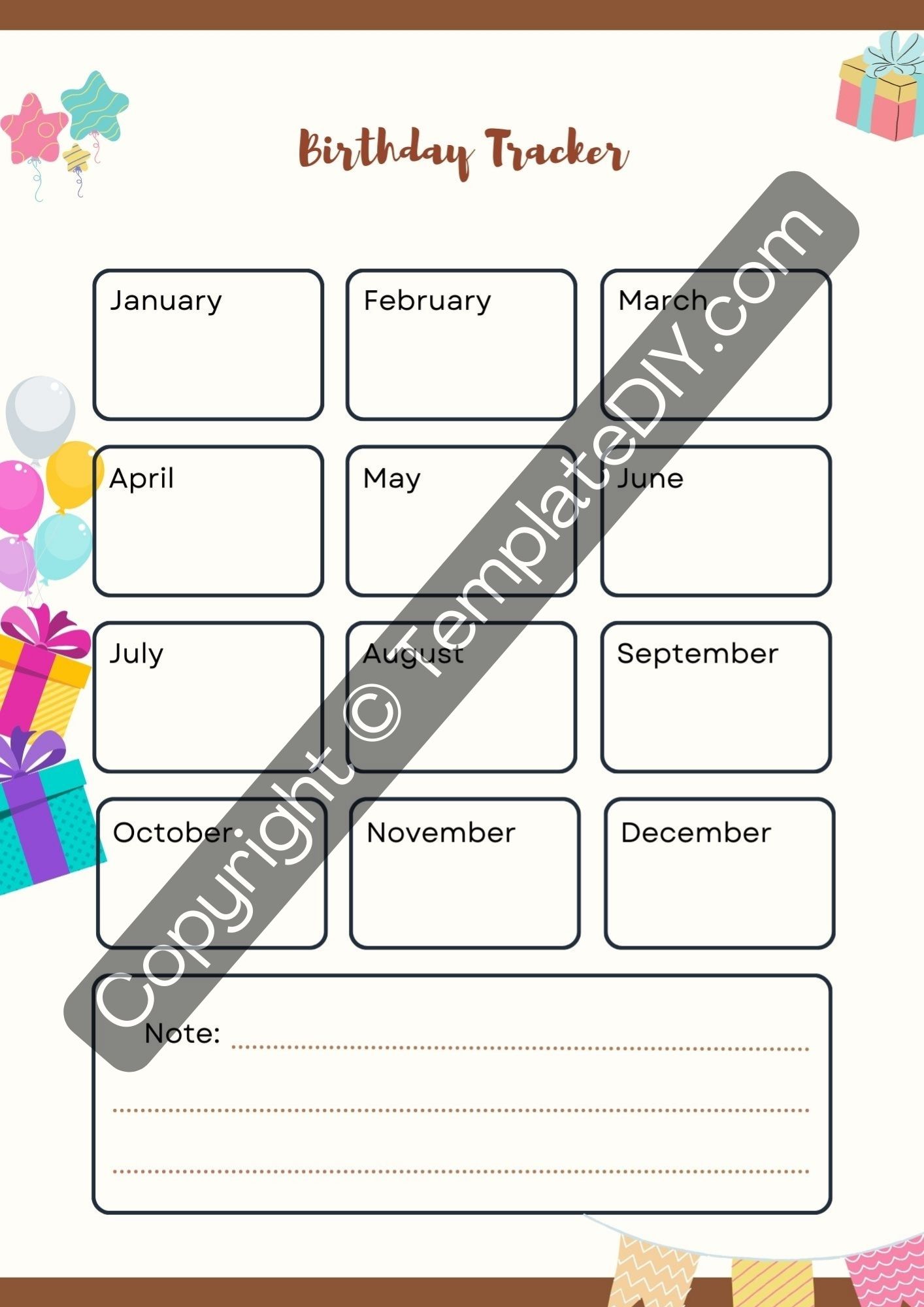 Birthday Tracker Template Printable In Pdf Word And Excel