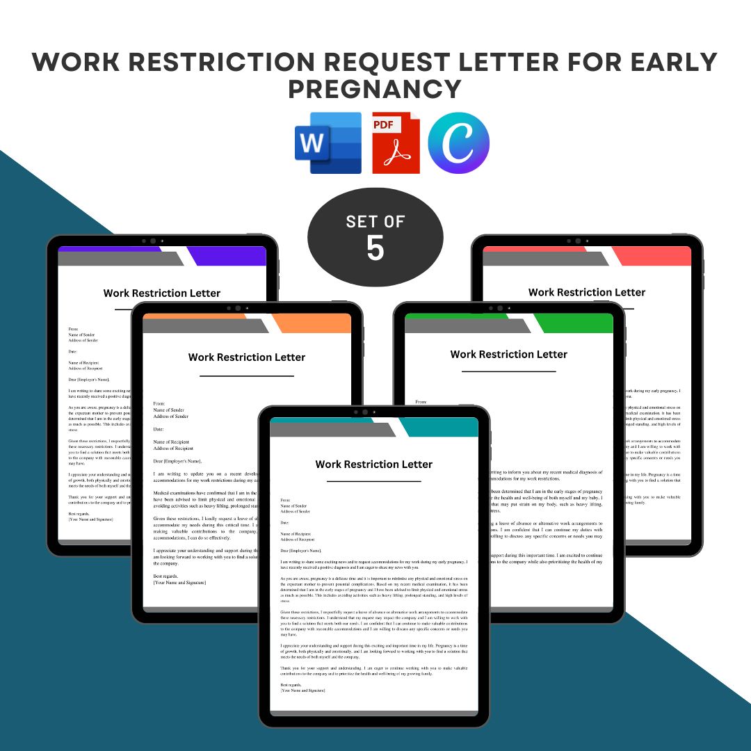 Sample Work Restriction Request Letter For Early Pregnancy Archives