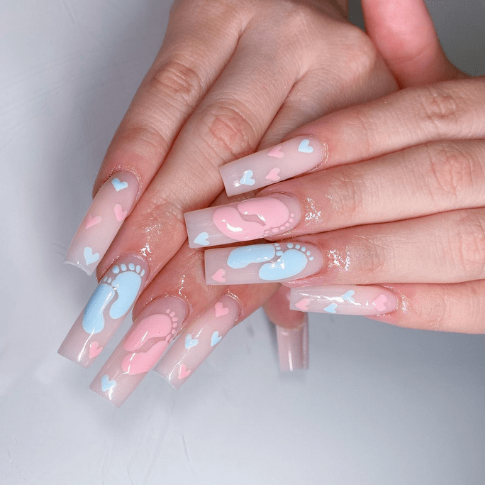 40 Cute Pink And Blue Gender Reveal Nail Ideas The Beauty Pursuit