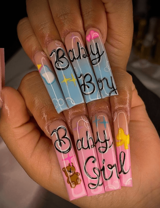 40 Cute Pink And Blue Gender Reveal Nail Ideas The Beauty Pursuit