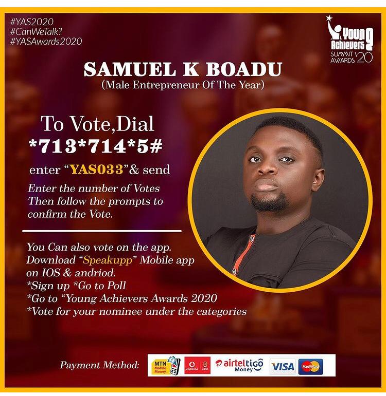 Samuel Kwame Boadu Nominated Male Entrepreneur Of The Year 2020 The